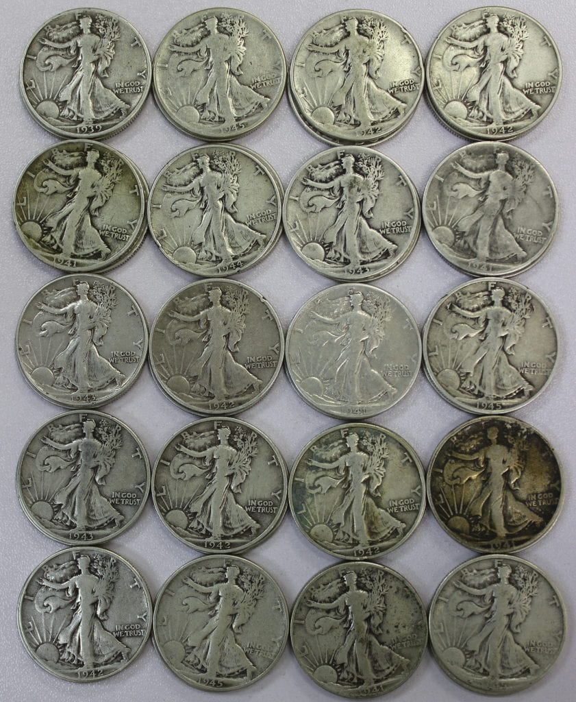 1930’S to 1940’s Walking Liberty Half Dollars 90% Silver Roll Of 20 ...
