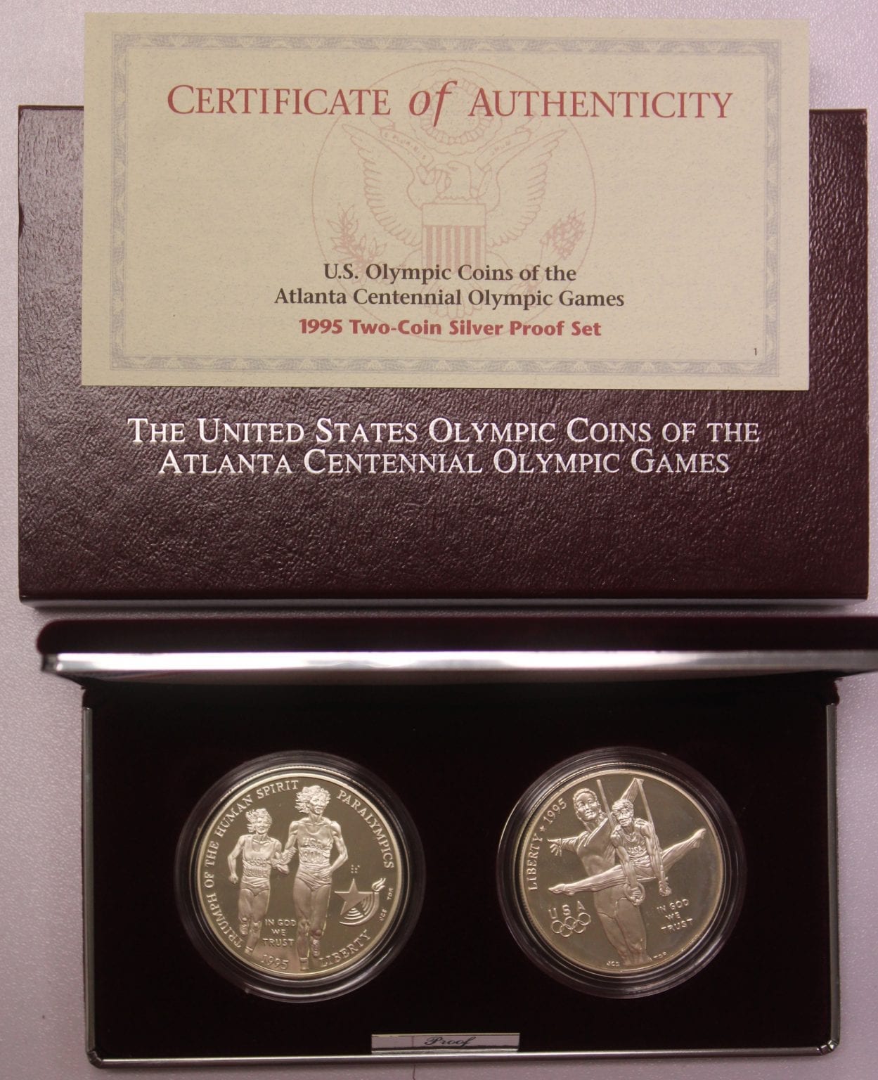 1995 Atlanta Centennial Olympic Gymnast & Blind Runner Proof 2 Silver ...