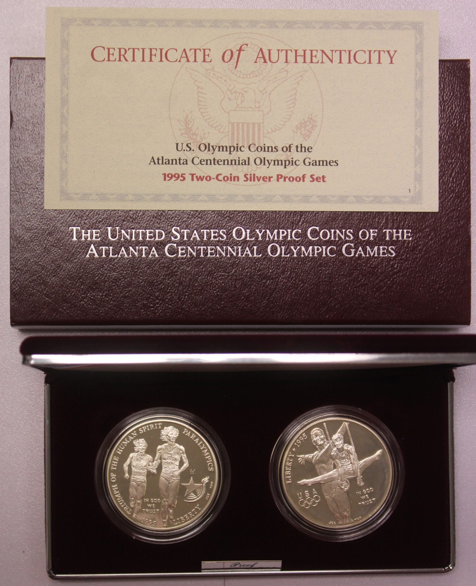 1995 Atlanta Centennial Olympic Gymnast & Blind Runner Proof 2 Silver ...