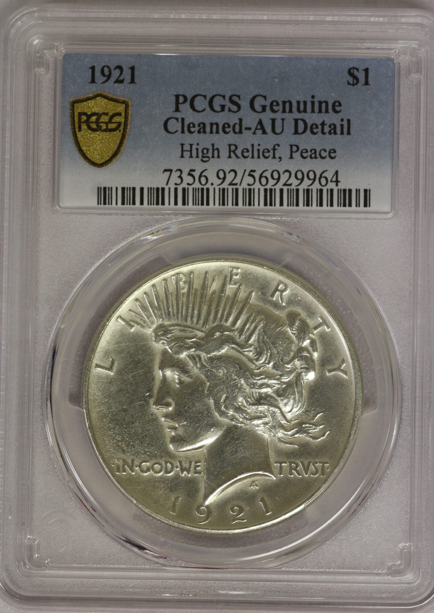 1921 Peace Dollar PCGS AU Details Cleaned – Portsmouth Coin & Currency Co