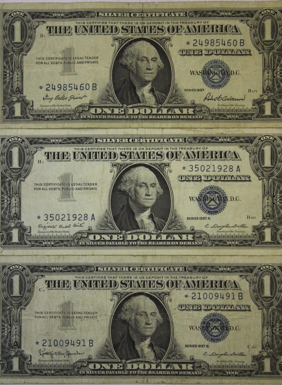 AUCTION- 1957, 1957-A & 1957-B One Dollar Silver Certificates STAR ...