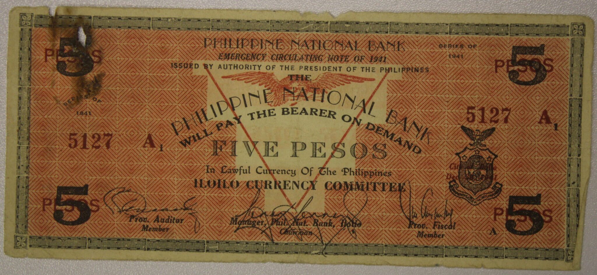 1941 Philippines Emergency Currency Five Pesos Note – Portsmouth Coin ...
