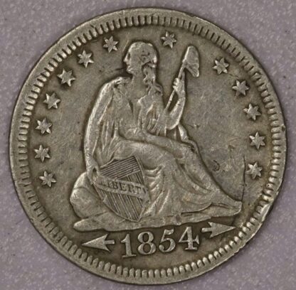AUCTION- 1854 With Arrows Seated Liberty Quarter Circulated ...
